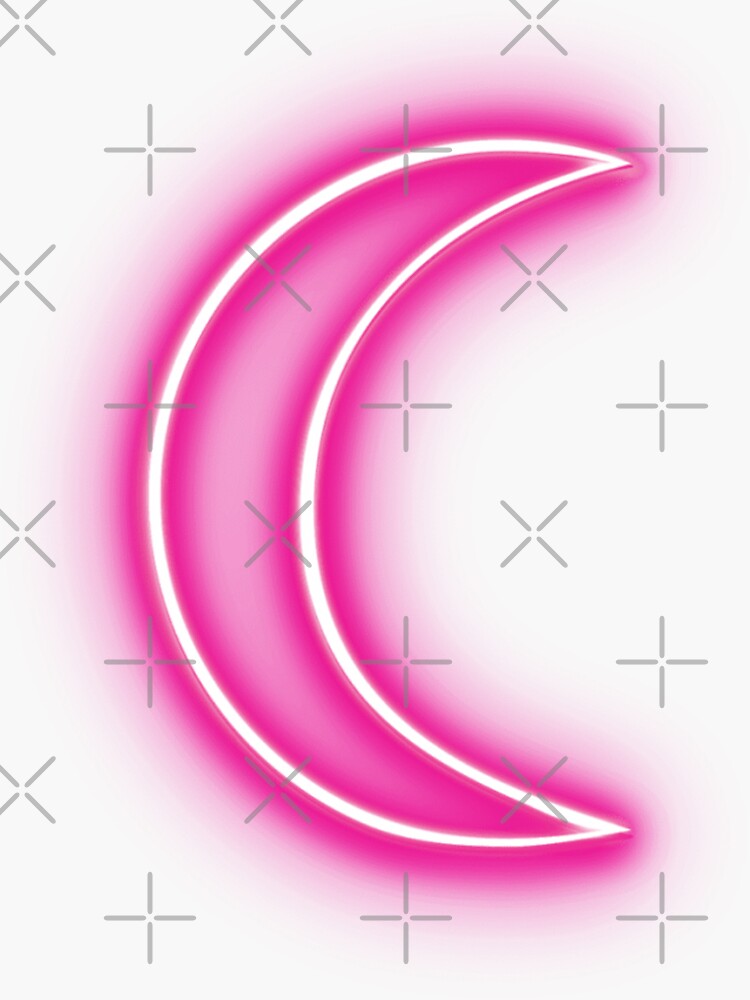 "Neon Cresent Moon" Sticker for Sale by herillustration | Redbubble