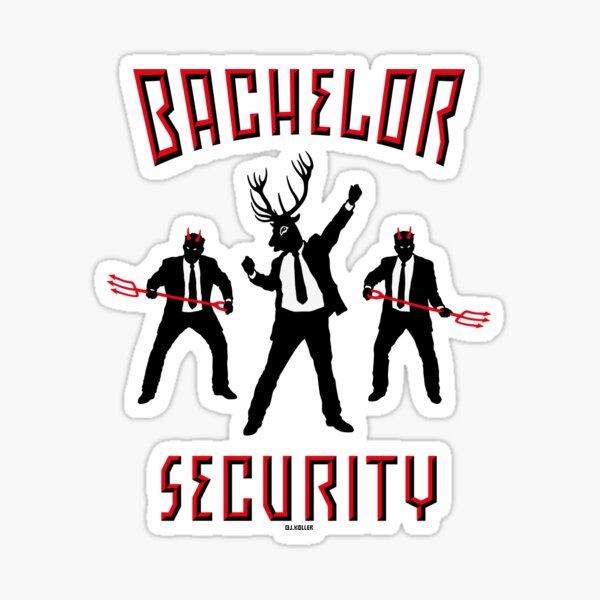 "Bachelor Security Devils & Stag (Stag Party Night / 3C)" Sticker for ...