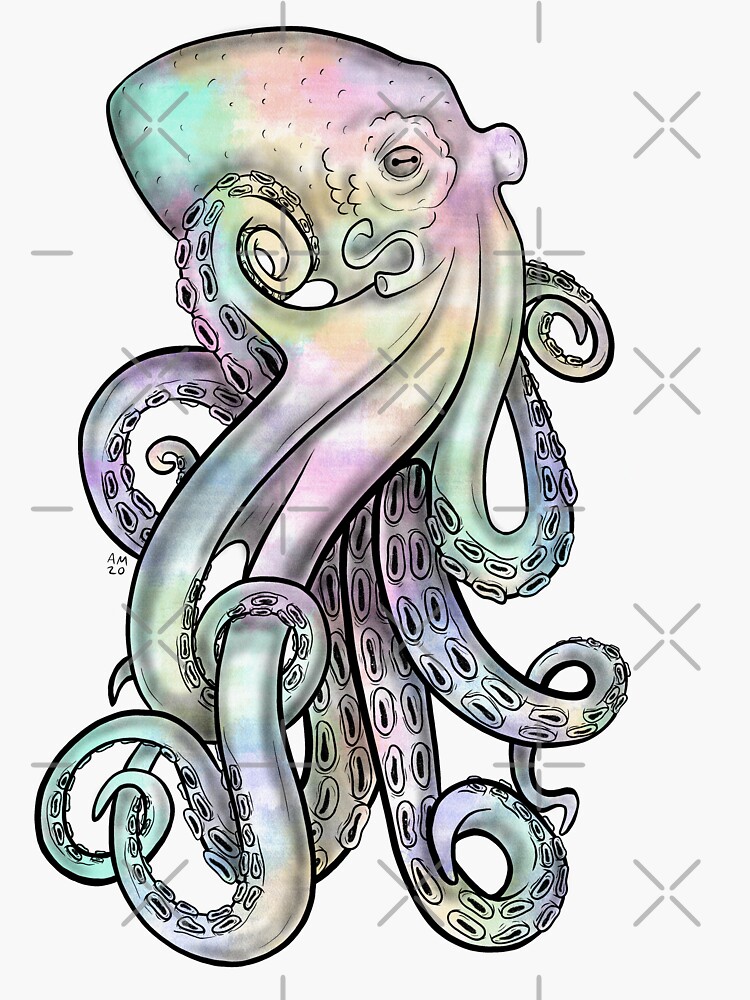 "Pastel Octopus" Sticker by angela-rose-art | Redbubble