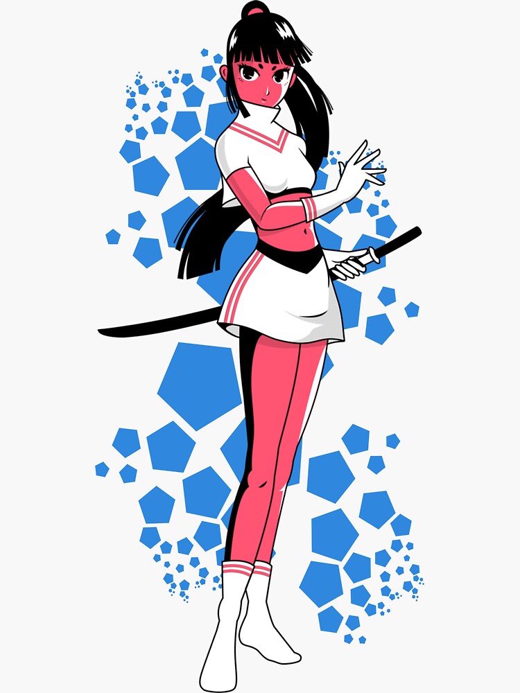 "Cheer Samurai Anime Girl" Sticker by bokettostudio | Redbubble