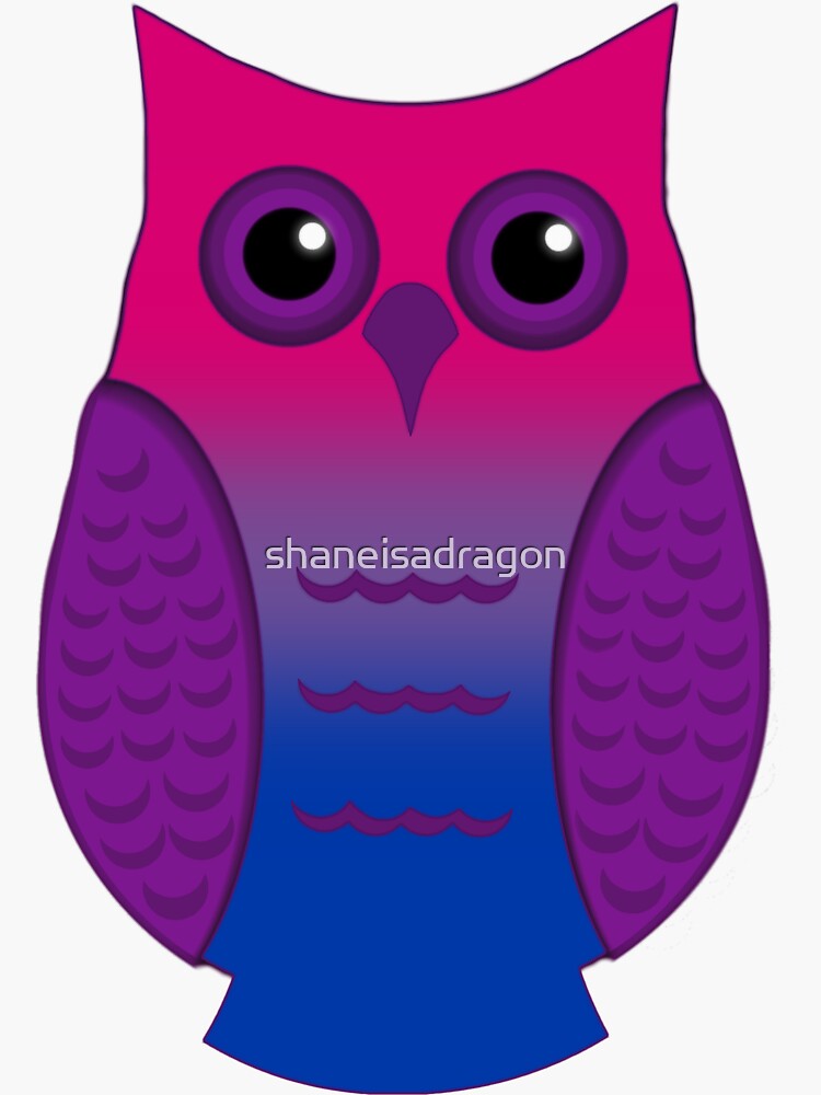 Bi Pride Owl Sticker By Shaneisadragon Redbubble