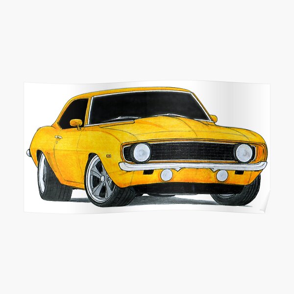 "1969 Chevrolet Camaro SS Drawing" Poster by ItsMeRuva | Redbubble