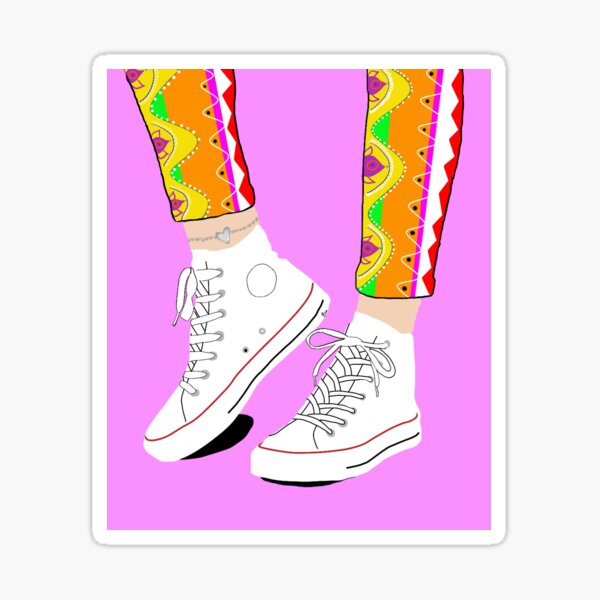 " printed pants featuring white converse " Sticker for Sale by ...