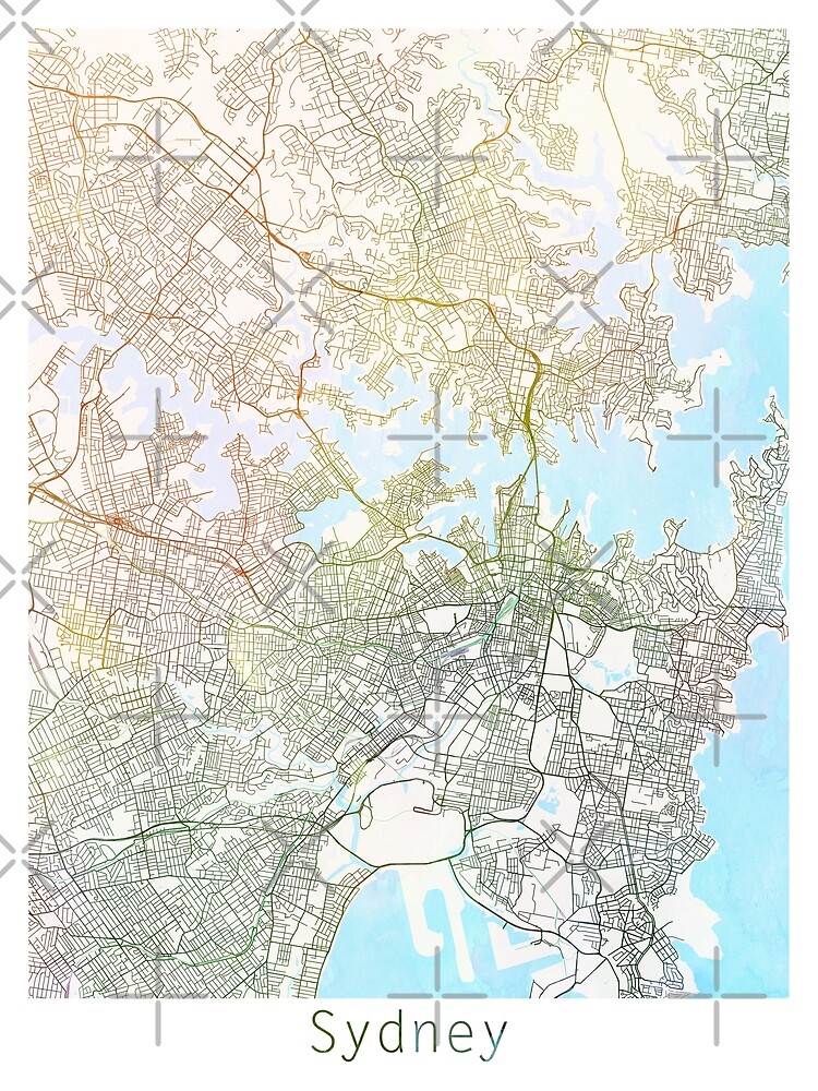 "Sydney Map Art Watercolor by Zouzounio Art" Art Print by zouzounioart ...