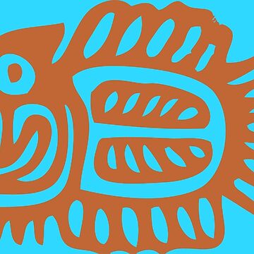 Pegatina for Sale con la obra «Pez azteca» de Pizza-Party-Sup | Redbubble