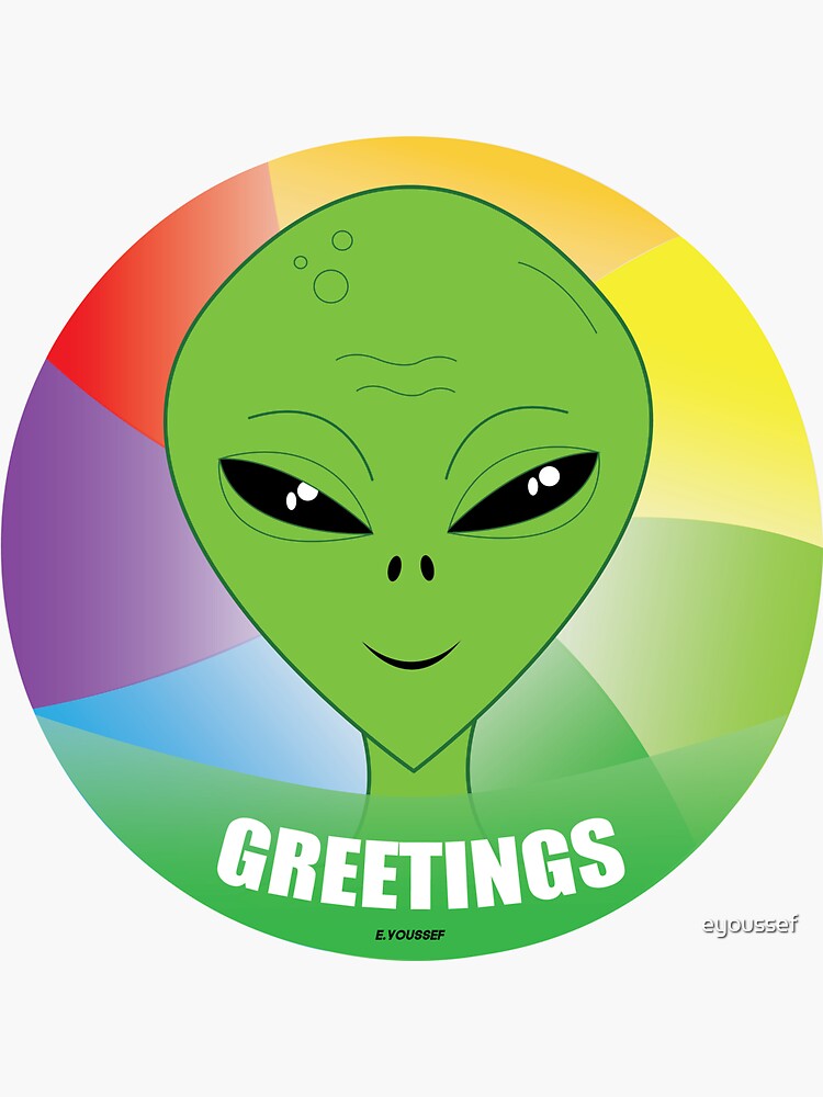 "Alien "greetings" sticker" Sticker for Sale by eyoussef | Redbubble