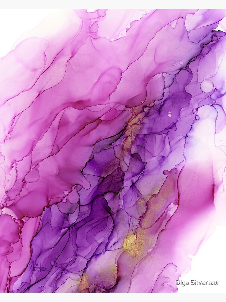 "Magenta Violet Abstract Ink Painting" Art Print for Sale by olga ...