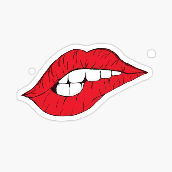 "Lip Biting" Sticker for Sale by kaylaoles | Redbubble