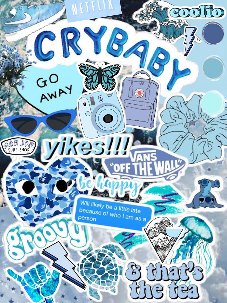 "blue collage" Sticker by hallej | Redbubble