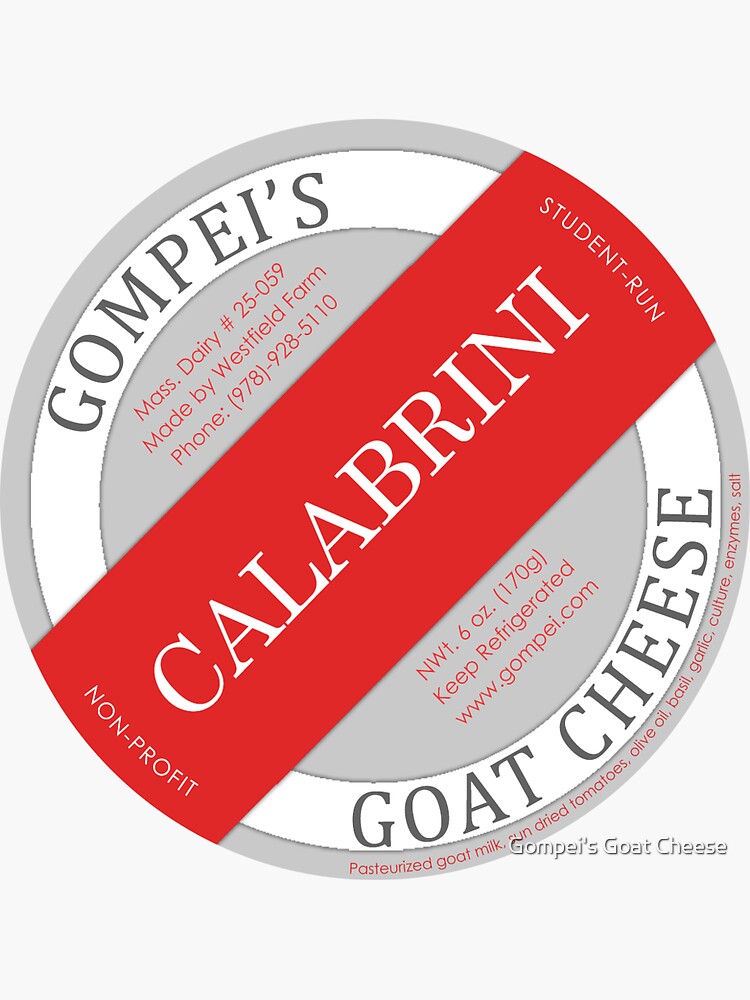 "Calabrini Gompei's Goat Cheese Label" Sticker for Sale by ggcatwpi ...