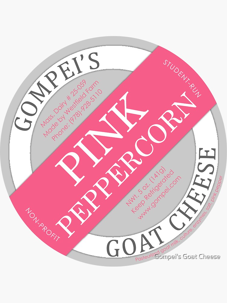"Pink Peppercorn Gompei's Goat Cheese Label" Sticker for Sale by ...