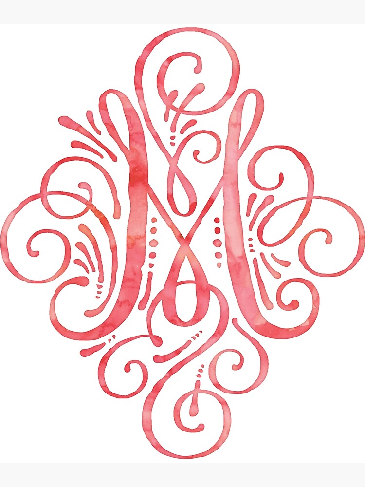 "Monogram M Watercolor Typography" Photographic Print for Sale by ...