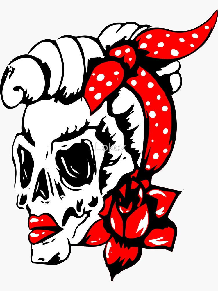 "Glamorous female skull with red lips" Sticker for Sale by Lokoz ...