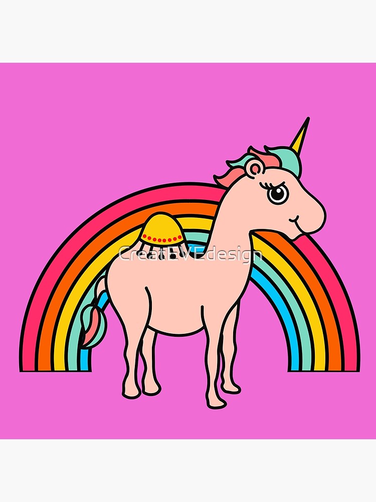 "Unicamel with Rainbow - a rare magical creature from Arabia. Camelcorn Unicorn " Poster by ...