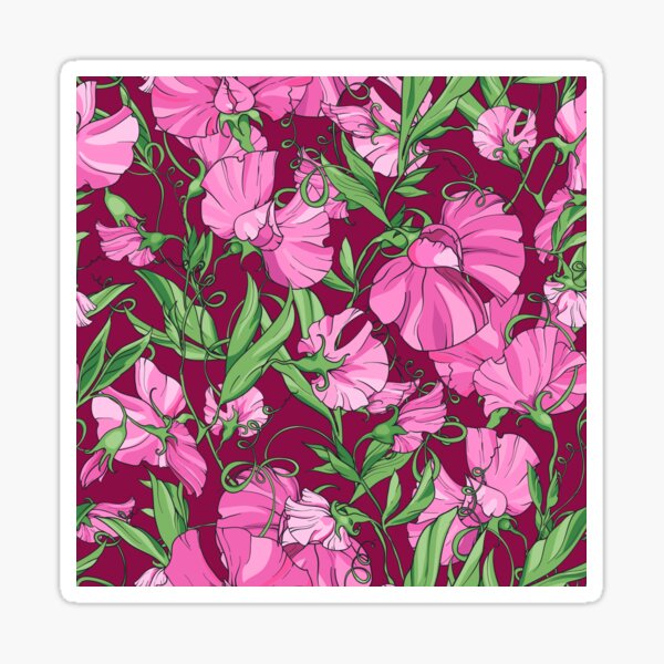 "Pink flowers sweet pea " Sticker by babanovaesha | Redbubble