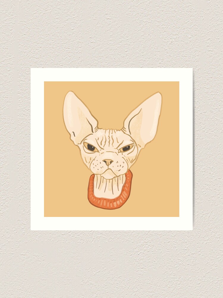 "Grumpy Sphynx Cat - Hairless Nude Cat Illustration" Art Print by ...