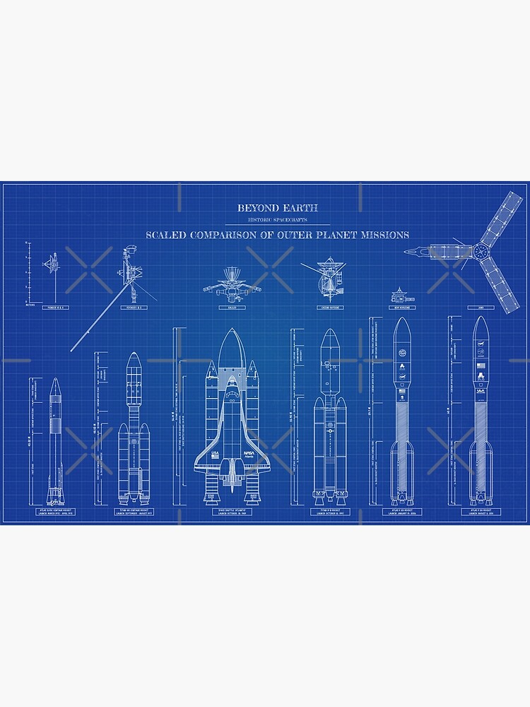 Scaled Comparison Of Outer Planet Missions - Blueprint Premium Matte ...