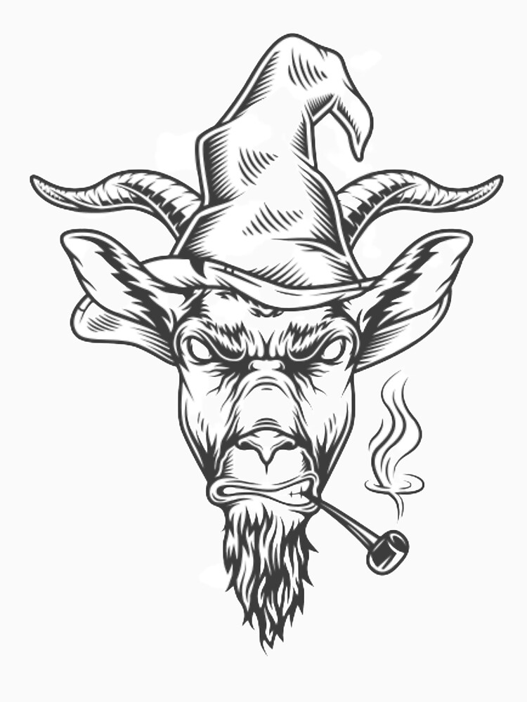 "Monochrome goat with smoking pipe" T-shirt by kavin18 | Redbubble