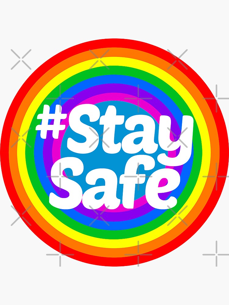"Stay Safe Rainbow Badge" Sticker by WelshBanter | Redbubble
