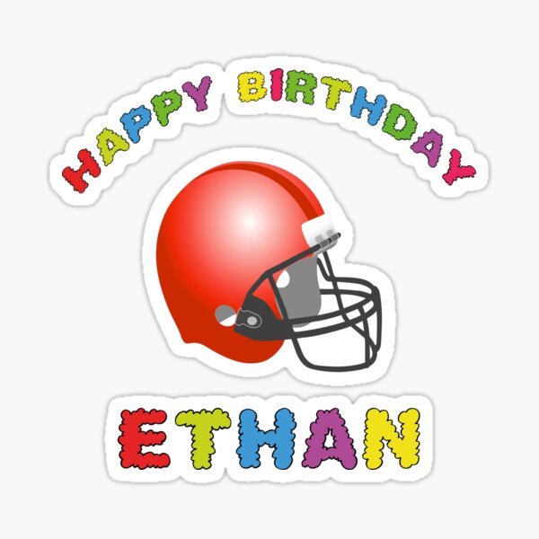 "birthday tshirt american football helmet happy birthday Ethan" Sticker ...