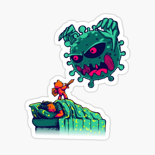 "Teddy Bear Fighting Monster Virus" Sticker for Sale by renju1902 ...