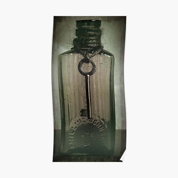 "Victorian poison bottle and a vintage key" Poster by eighths | Redbubble