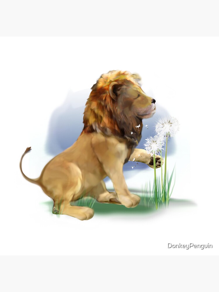 "Dandy Lion with Flowers" Sticker for Sale by DonkeyPenguin | Redbubble