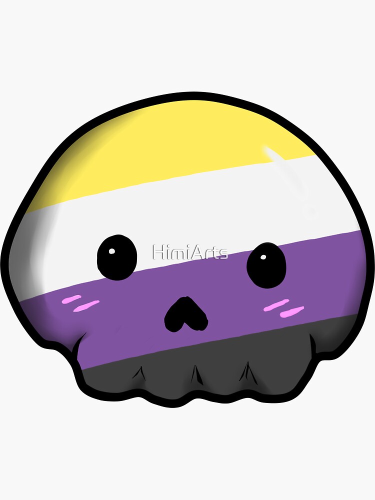 "Cute Non binary Skull" Sticker for Sale by HimiArts | Redbubble