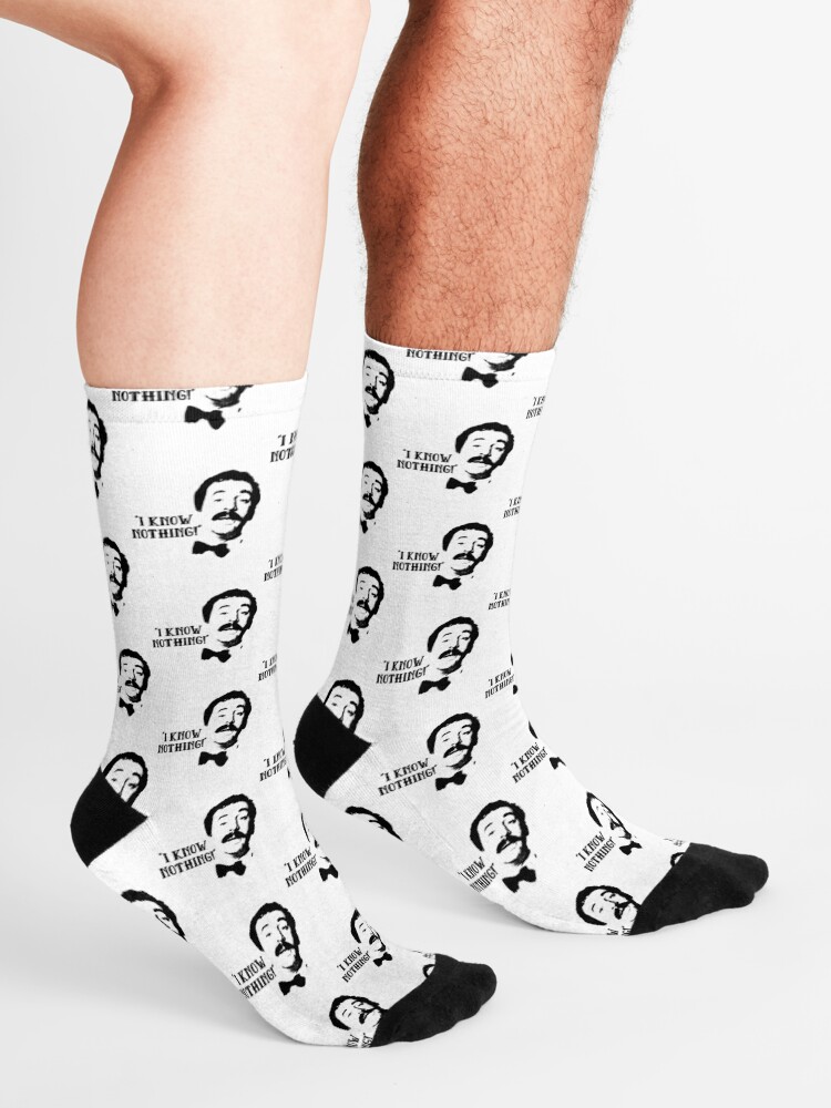 "I Know Nothing! Manuel Fawlty Towers Quote & Graphic" Socks by ...