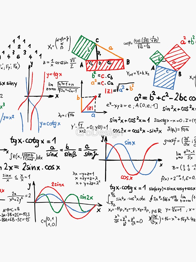 "Mathematics Formulas Numbers " Sticker for Sale by CroDesign | Redbubble