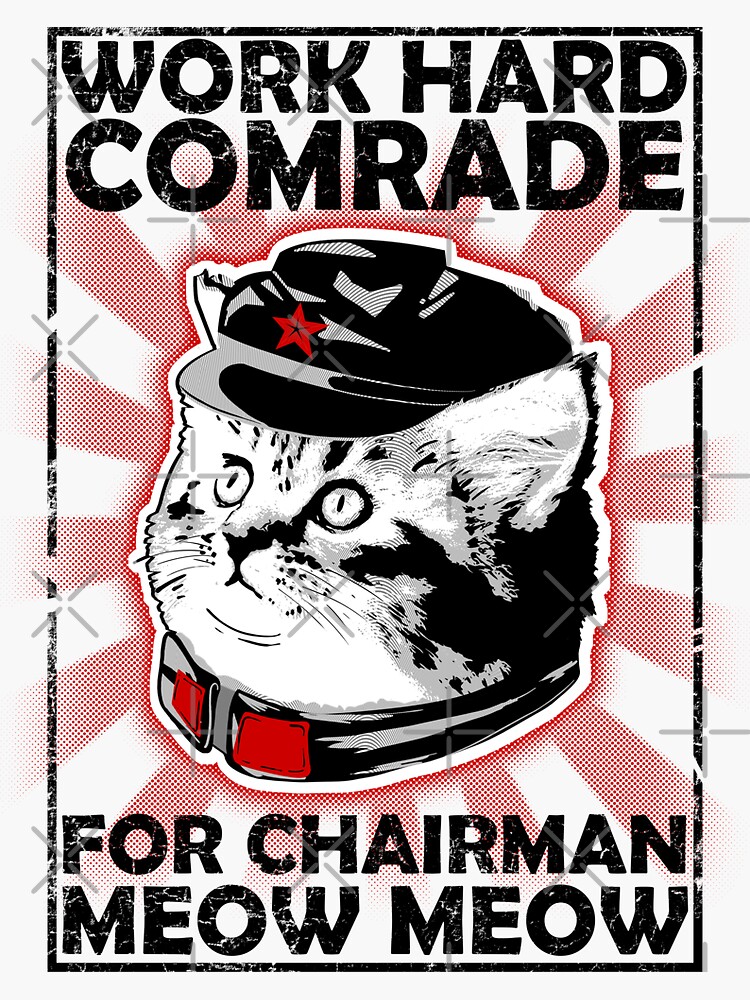 "Communism cat funny poster design" Sticker for Sale by LuminOrb ...