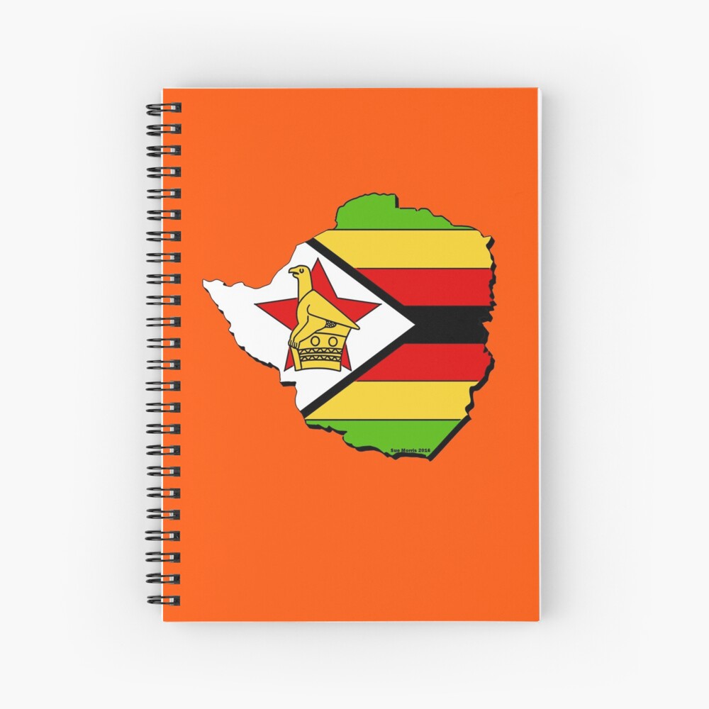 "Zimbabwe Map With Zimbabwean Flag" Spiral Notebook for Sale by ...