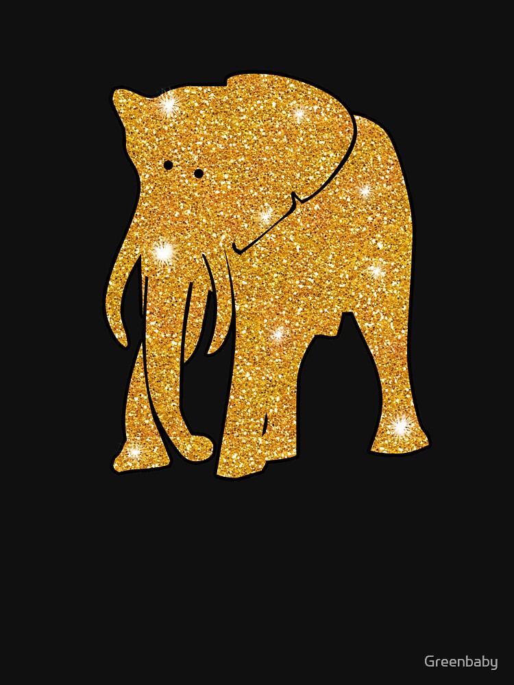 "Elephant in Sparkly Gold Faux Glitter" T-shirt by Greenbaby | Redbubble