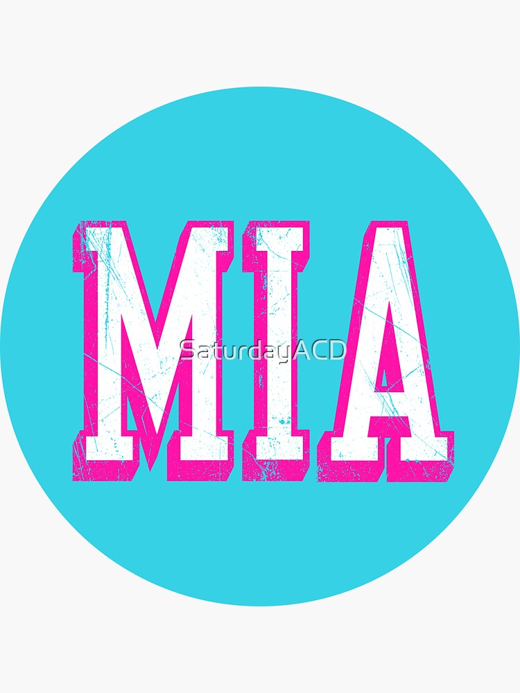 "MIA - block abv - 11" Sticker for Sale by SaturdayACD | Redbubble