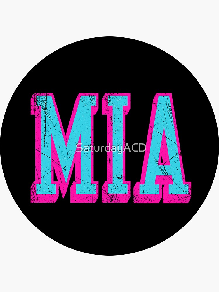 "MIA - block abv - 13" Sticker for Sale by SaturdayACD | Redbubble