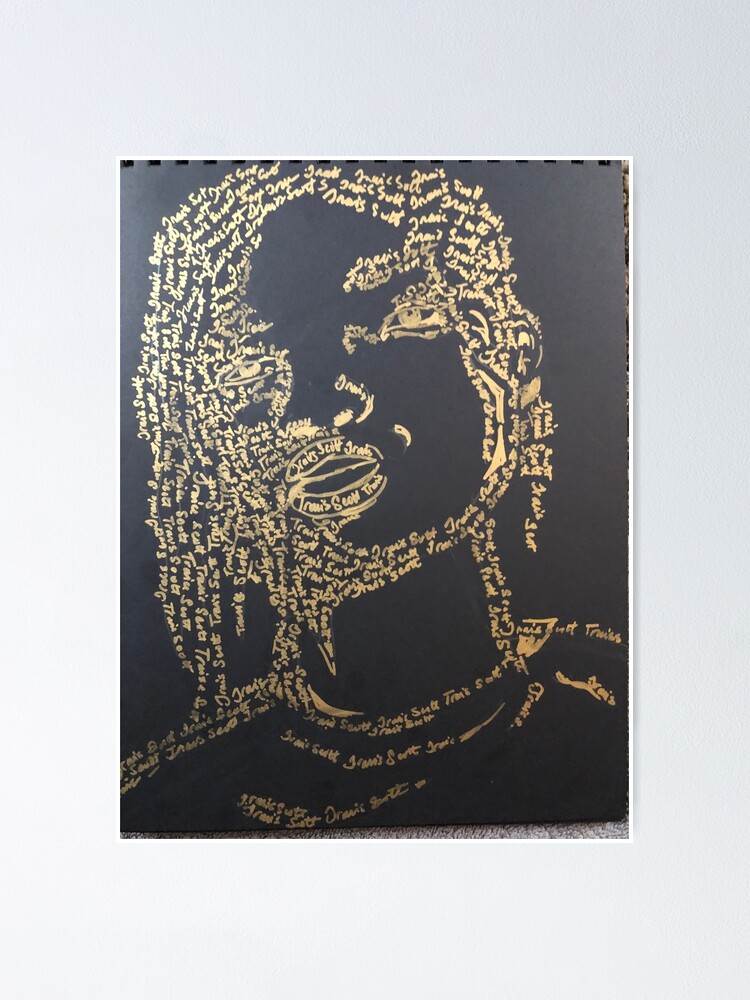 "Travis Scott word art portrait" Poster for Sale by Paintingladycat ...