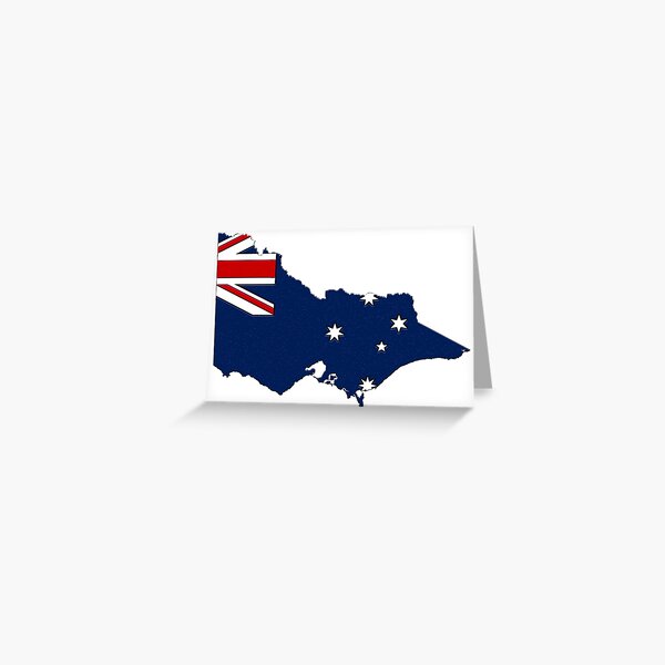 "Victoria Australia Map With Victoria State Flag" Greeting Card for ...