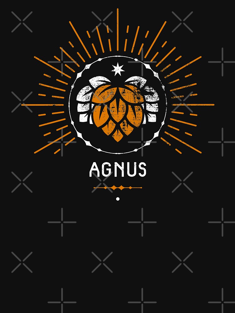 "Agnus - Hop Varietals distressed print - Orange, white and black Craft ...