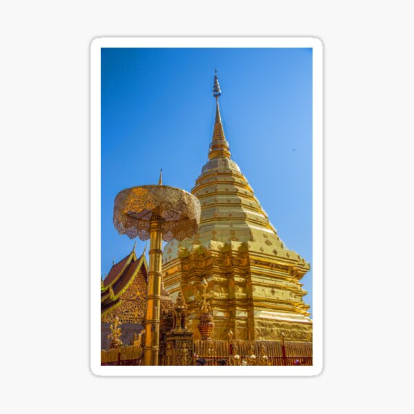 "Thailand. Chiang Mai. Wat Phra That Doi Suthep. Golden Stupa." Sticker ...