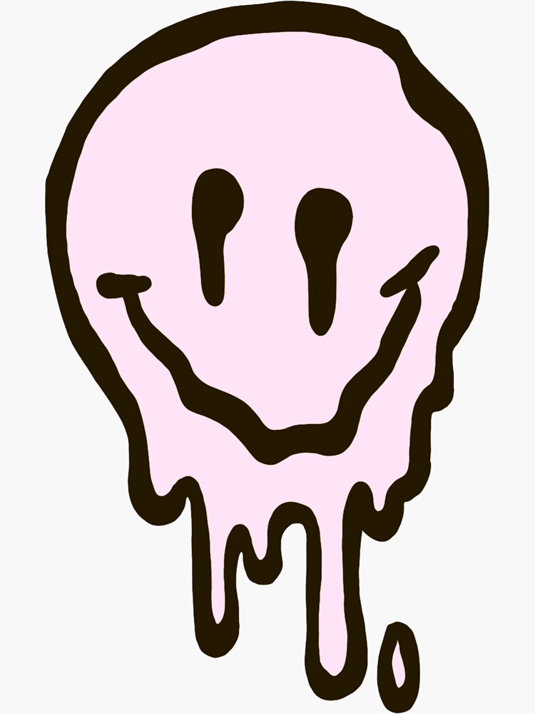"Drippy Light Pink Smiley Face" Sticker for Sale by PaisleyF1 | Redbubble