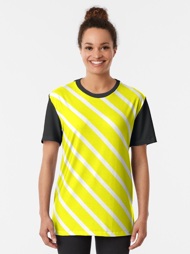 "Neon Yellow Diagonal Stripes (White)" T-shirt for Sale by ...