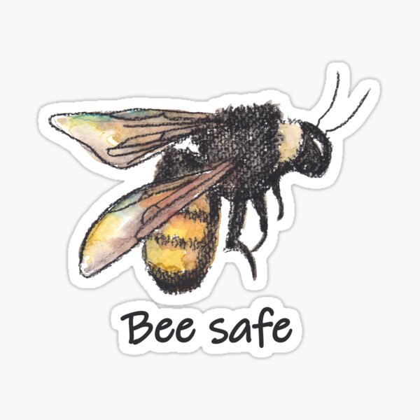 "Bee safe - drawing" Sticker by kittyvdheuvel | Redbubble