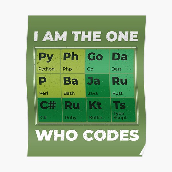 "Periodic table design of programming , coding languages" Poster for ...