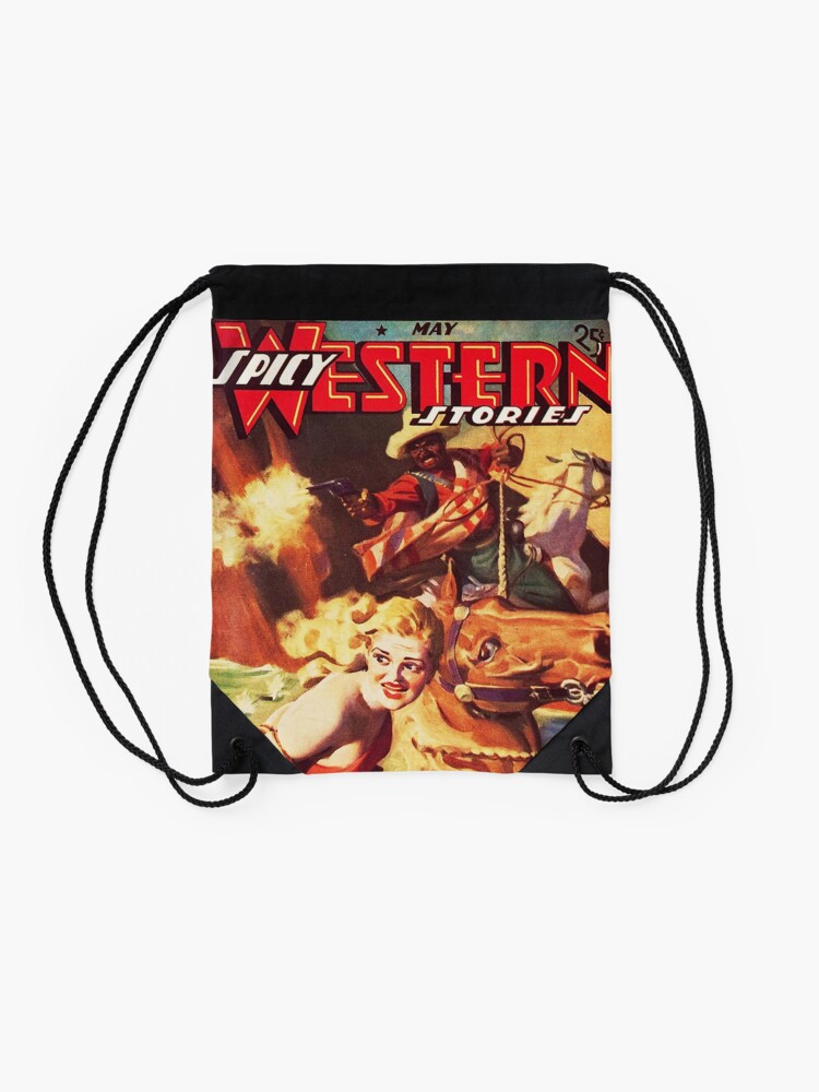 "Spicy Western Stories 1" Drawstring Bag for Sale by TheWhiteBear ...