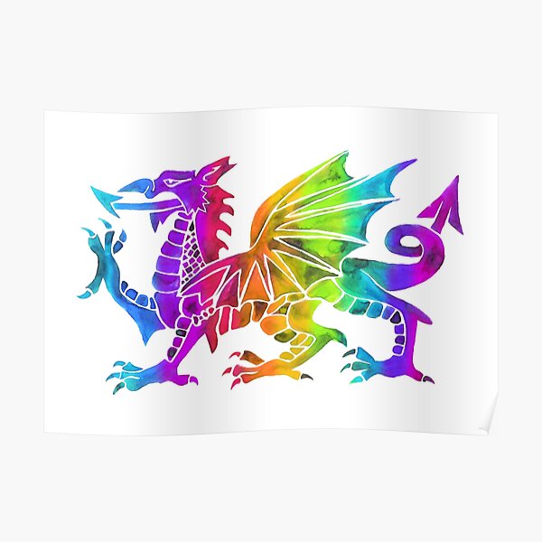 "Rainbow Welsh Dragon Draig Cymreig Cymraeg Wales Cymru" Poster by ...