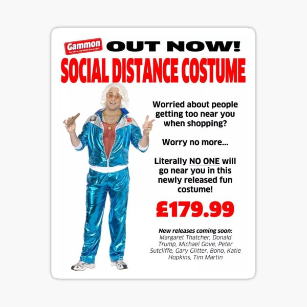 "SOCIAL DISTANCE COSTUME MEME" Sticker by tapado | Redbubble