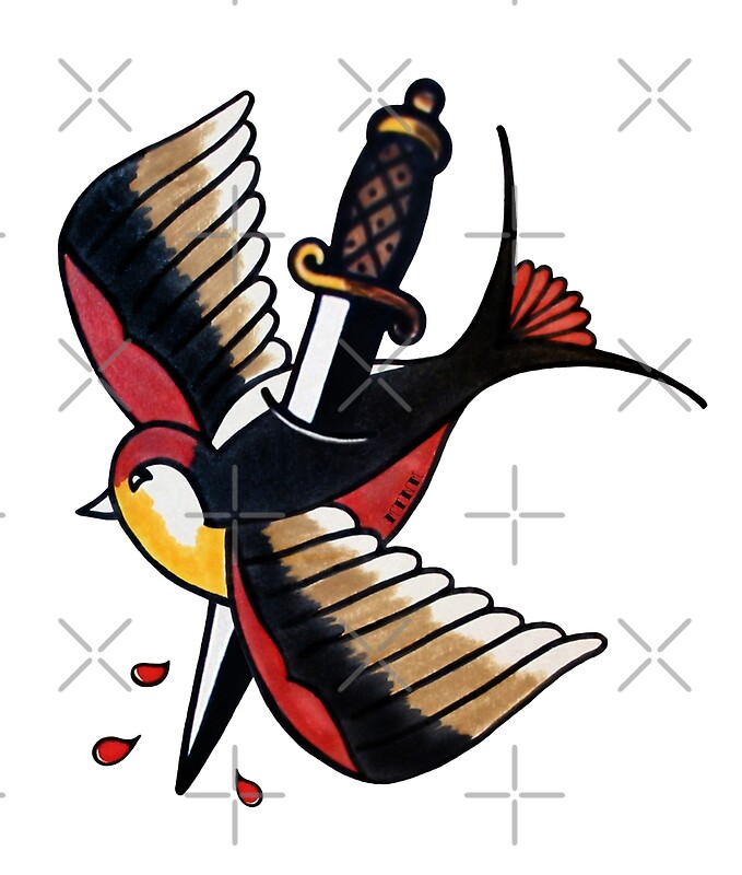 "Dagger swallow tattoo" by emeteneme | Redbubble