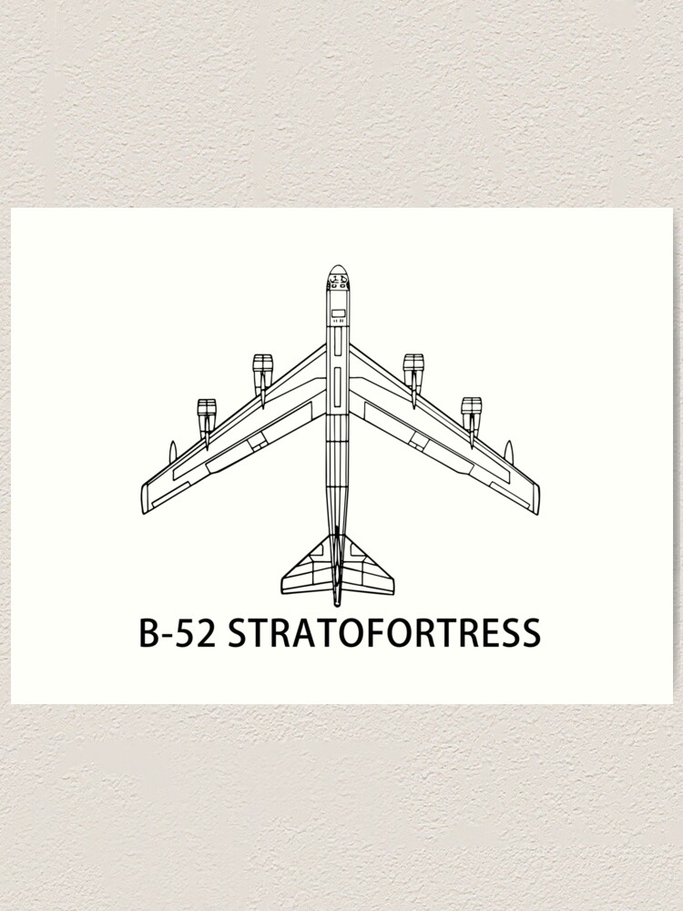 "B-52 Stratofortress Bomber Plane Gift Schematic Blueprint" Art Print ...
