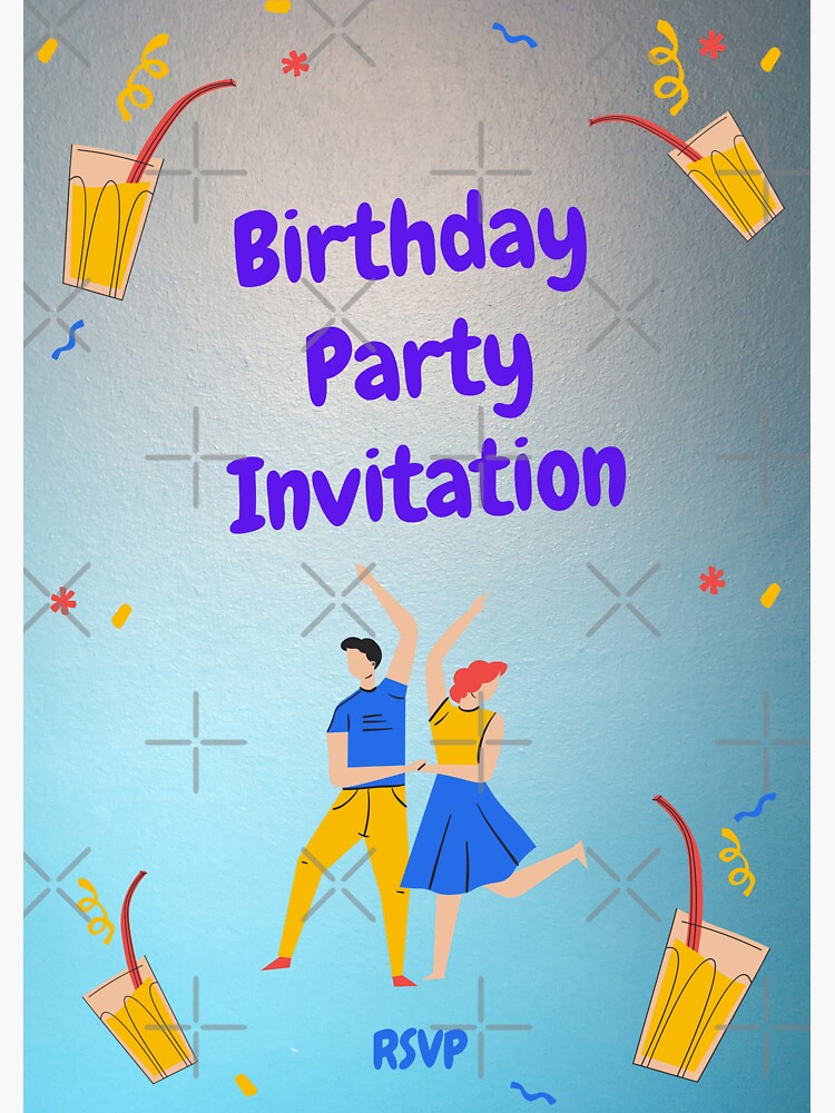 "Birthday party invitation" Sticker for Sale by Delicarte | Redbubble