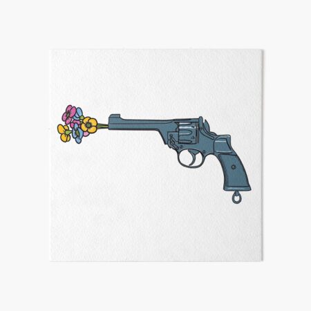 "Revolver with a barrel blocked by flowers" Art Board Print for Sale by ...
